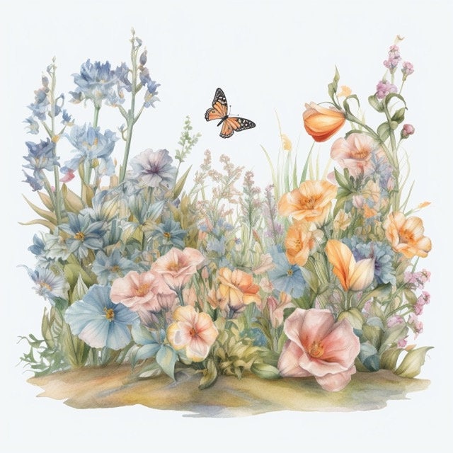 Magical Butterfly Garden 8 High Quality JPG Watercolor Digital - Etsy