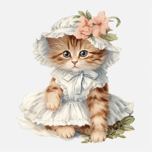 Rococo Kitty Cat Kitten Watercolor Clipart 8 High Quality JPG Digital ...