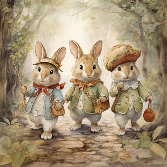 Bunny Rabbit Play Time Watercolor Clip Art Sublimation - Etsy