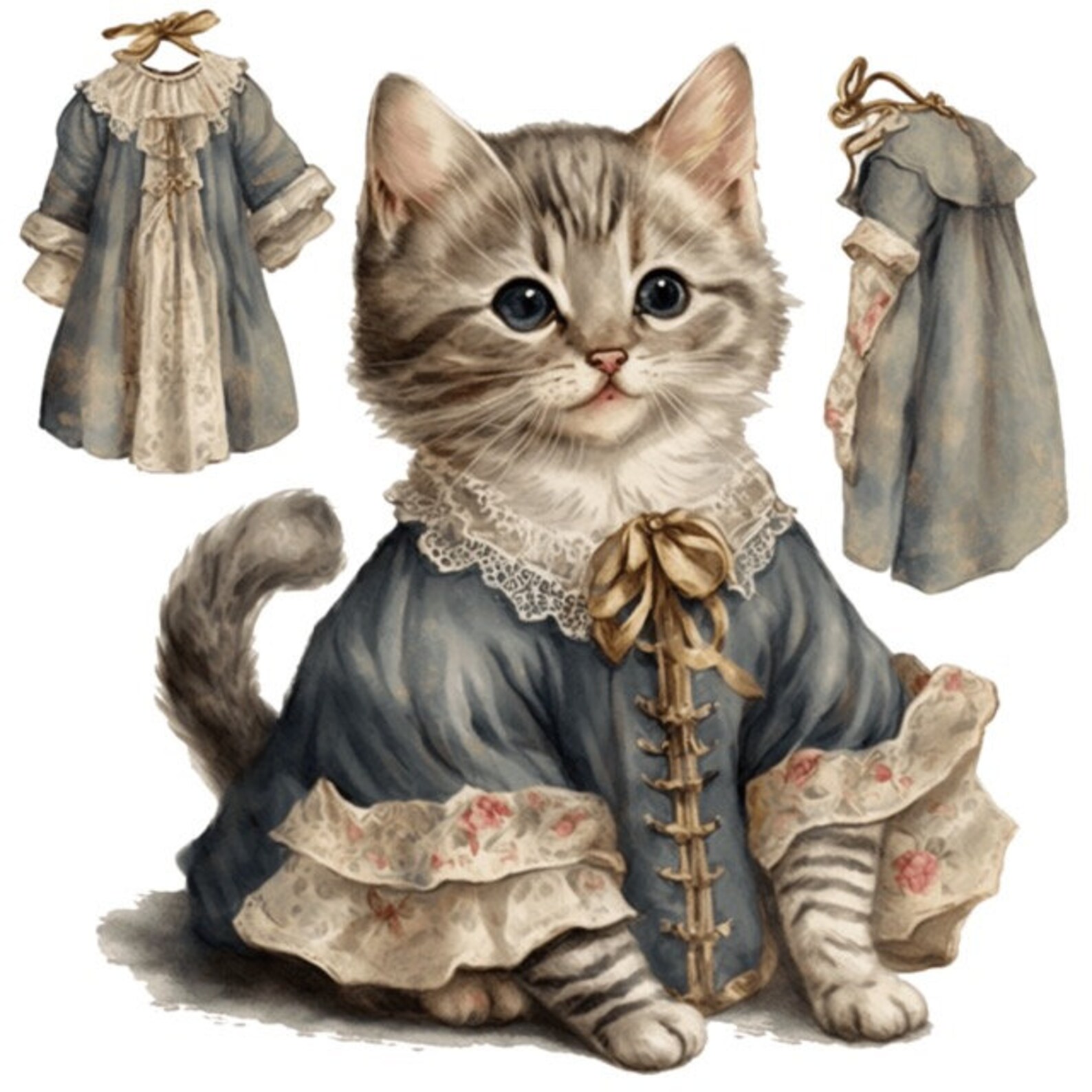 Baroque Kitten Kitty Cat Bunny Rabbit Clipart Sublimation Graphics ...