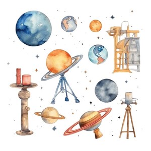 Astronomy Space Watercolor Clip Art Sublimation Graphics 4 PNG Format ...