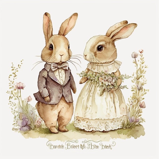 Bunny Rabbit Groom and Bride Wedding Clipart 8 High Quality JPG ...