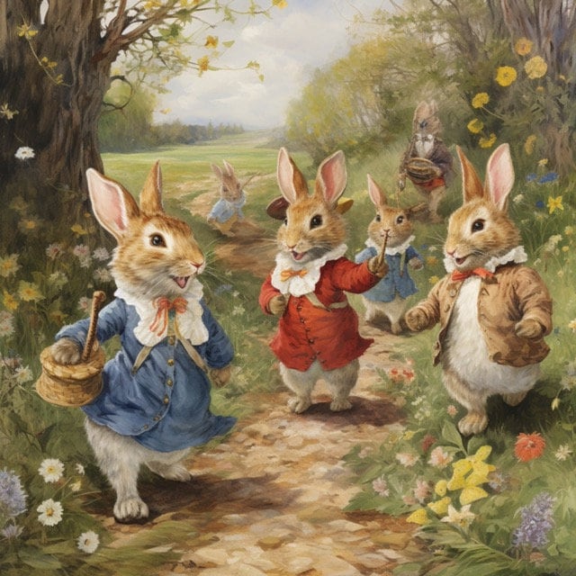 Bunny Rabbit Dance Time Watercolor Clip Art Sublimation - Etsy