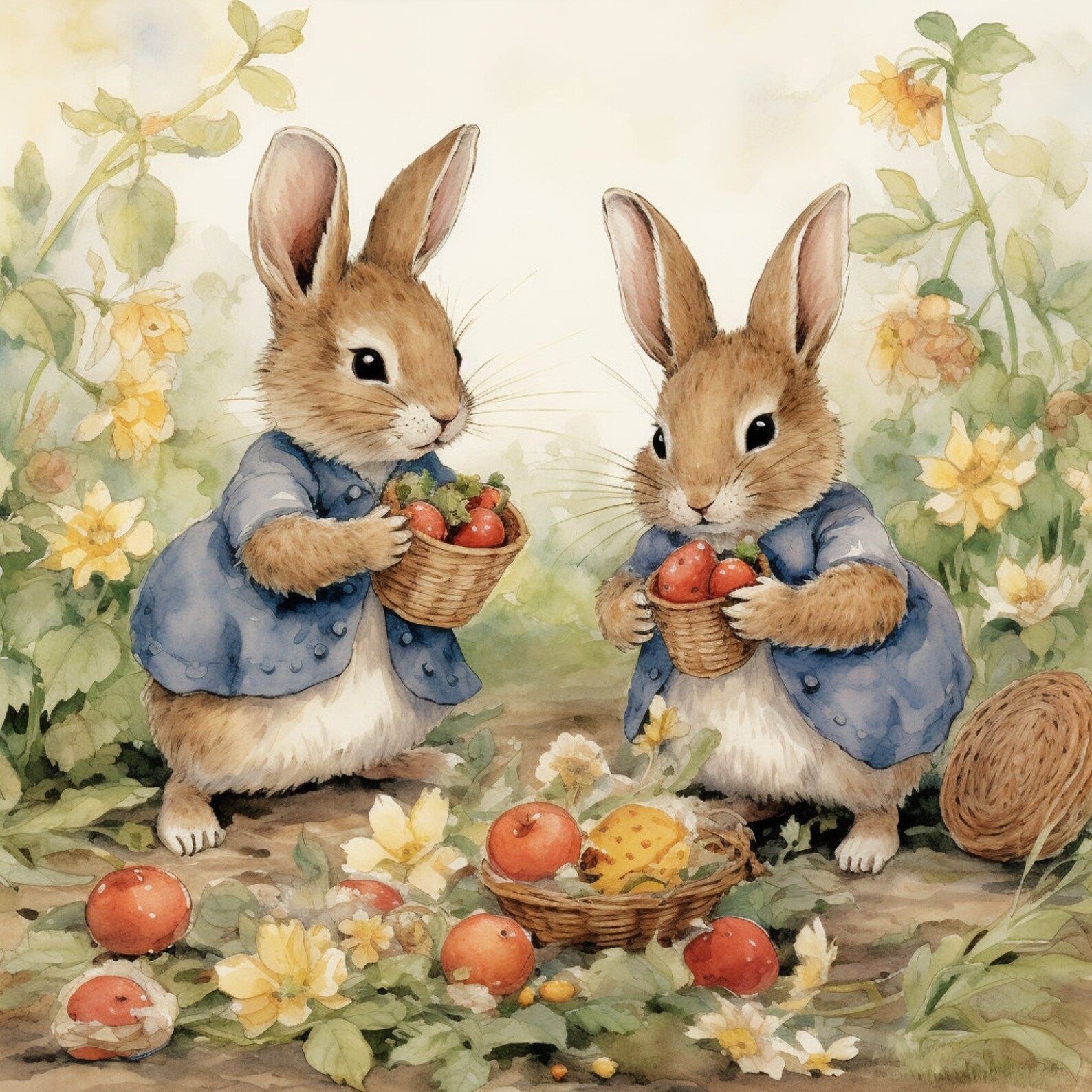 Cute Bunny Rabbits Dining Clip Art 4 High Quality JPG Card Making Paper ...