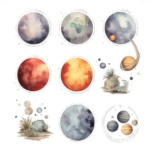 Astronomy Space Watercolor Clip Art Sublimation Graphics 4 PNG Format ...