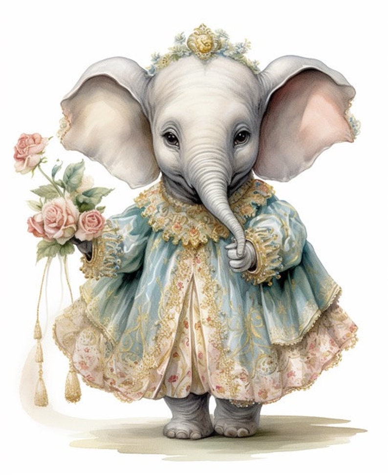 Vintage Elephants Watercolor Clip Art Sublimation Graphics 4 - Etsy
