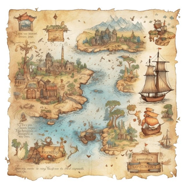Antique Treasure Map Clipart Clip Art 8 PNG Format Instant - Etsy
