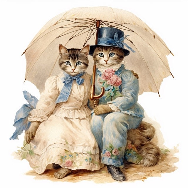 Cute Cat Kitten Couple Clipart Clip Art 8 PNG Format Instant Download ...