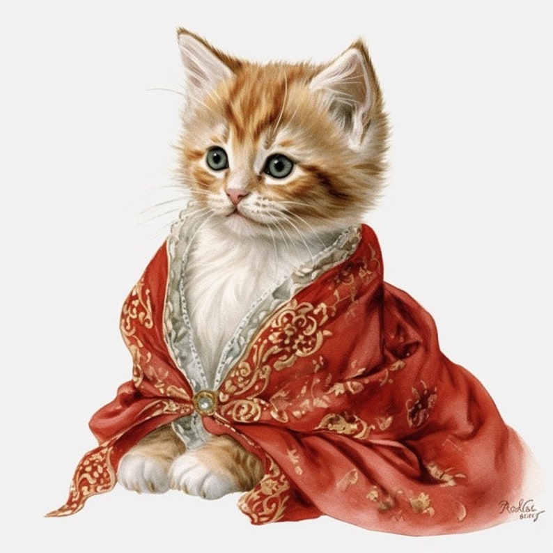Baroque Kitten Cat Kitty Clipart 8 High Quality JPG Digital - Etsy