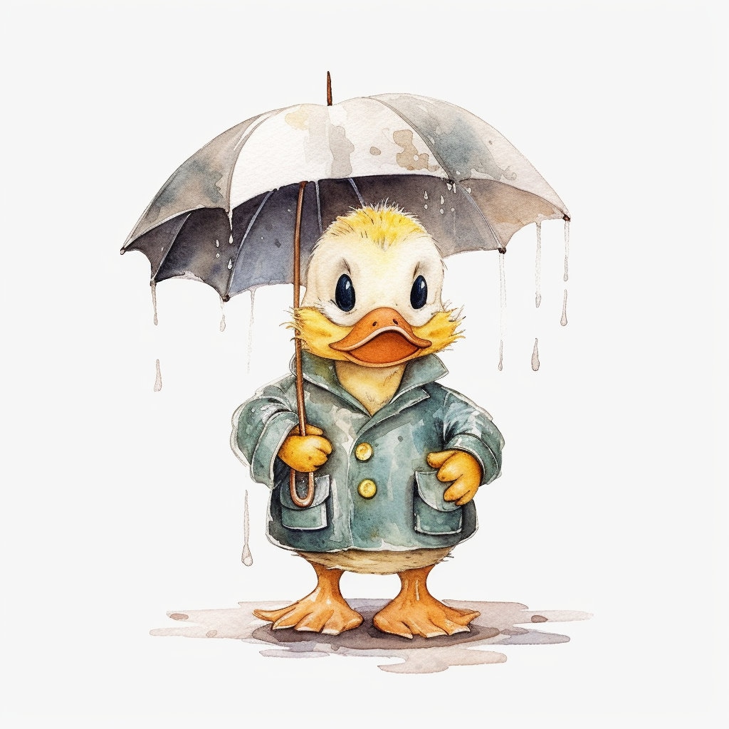 Baby Duck Under the Rain Clipart 8 High Quality JPG, Digital Download ...