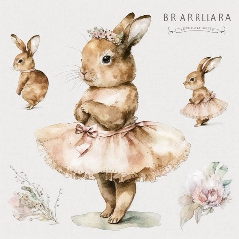 Ballerina Bunny Rabbit Clipart 8 High Quality JPG Digital Download Clip ...
