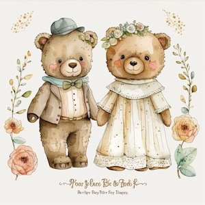 Teddy Bear Groom and Bride Wedding Clipart 8 High Quality JPG ...