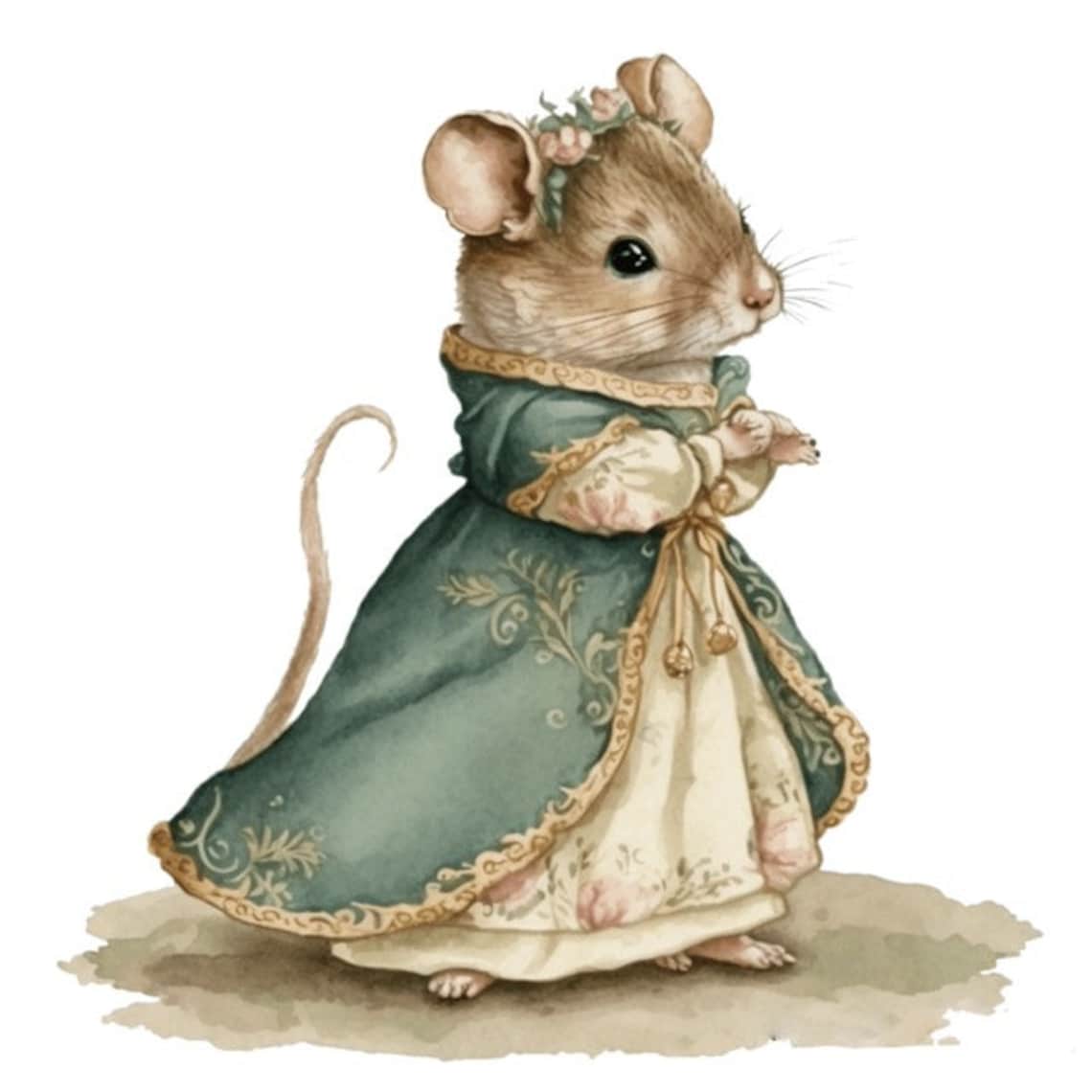 Vintage Mouse Watercolor Clip Art 4 PNG Mix Media Card Making ...
