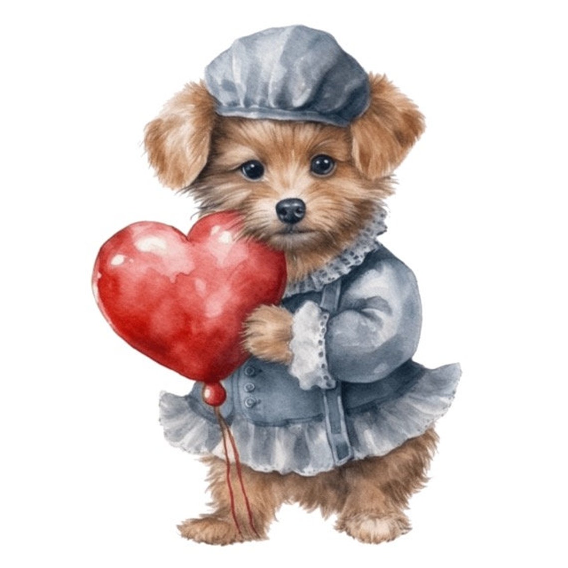 Mother's Day Puppy Dog With a Heart Watercolor Clip Art 4 - Etsy