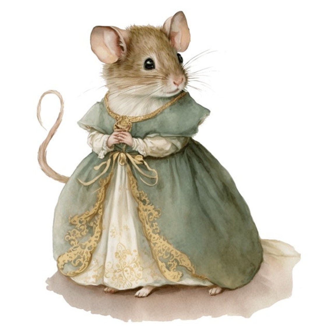 Vintage Mouse Watercolor Clip Art 4 PNG Mix Media Card Making ...