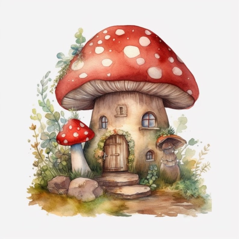 Toadstool House Clipart Clip Art 4 PNG Format Instant Download - Etsy