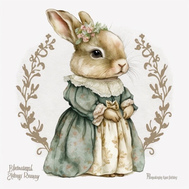 Tudor Bunny Rabbit Clipart 8 High Quality JPG Watercolor Digital ...