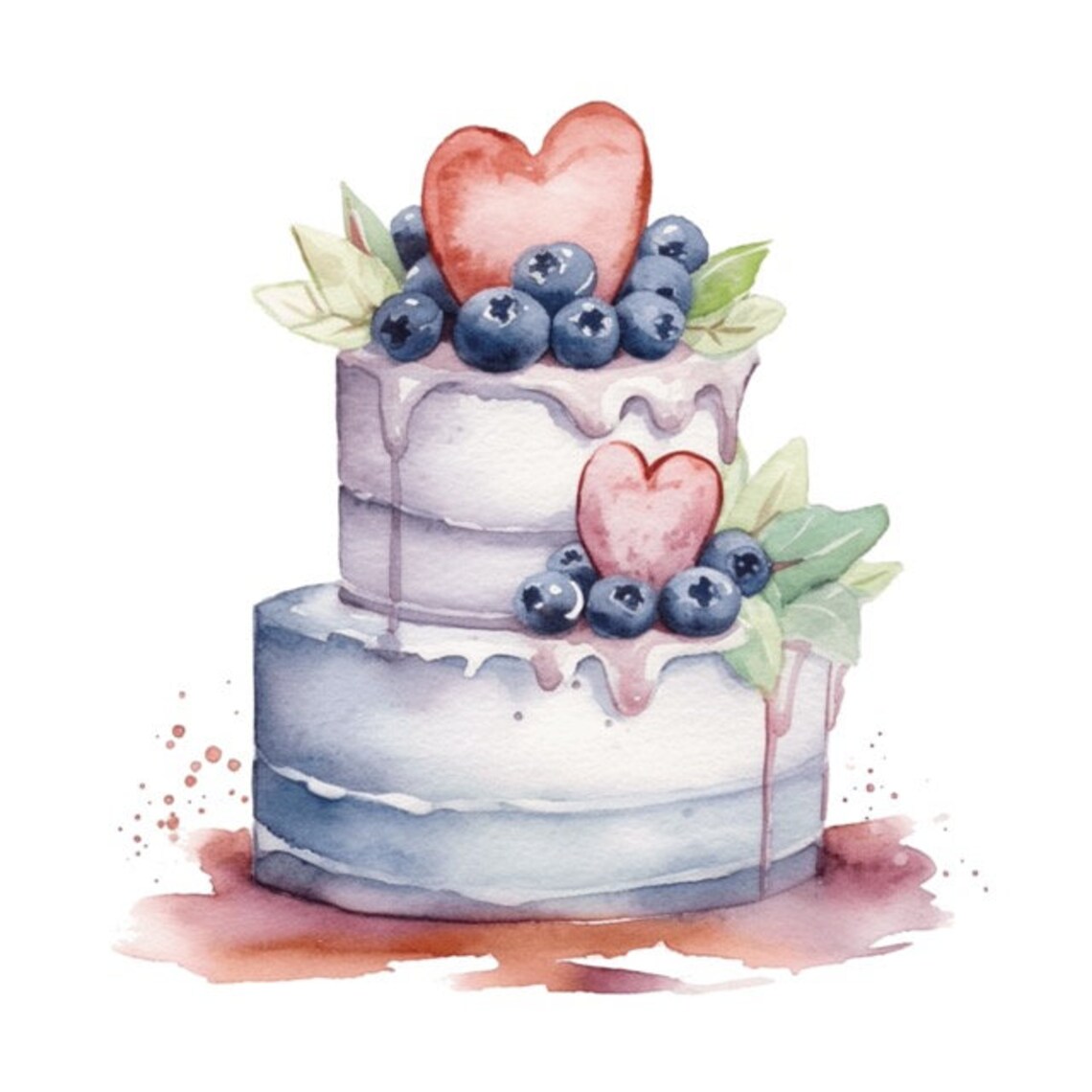 Wedding Cake Watercolor Clipart 4 High Quality PNG, Digital Download ...