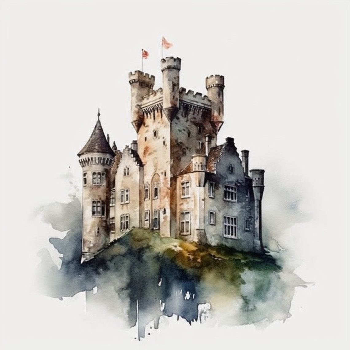 Watercolor Irish Castles Clipart 8 High Quality JPG Watercolor - Etsy