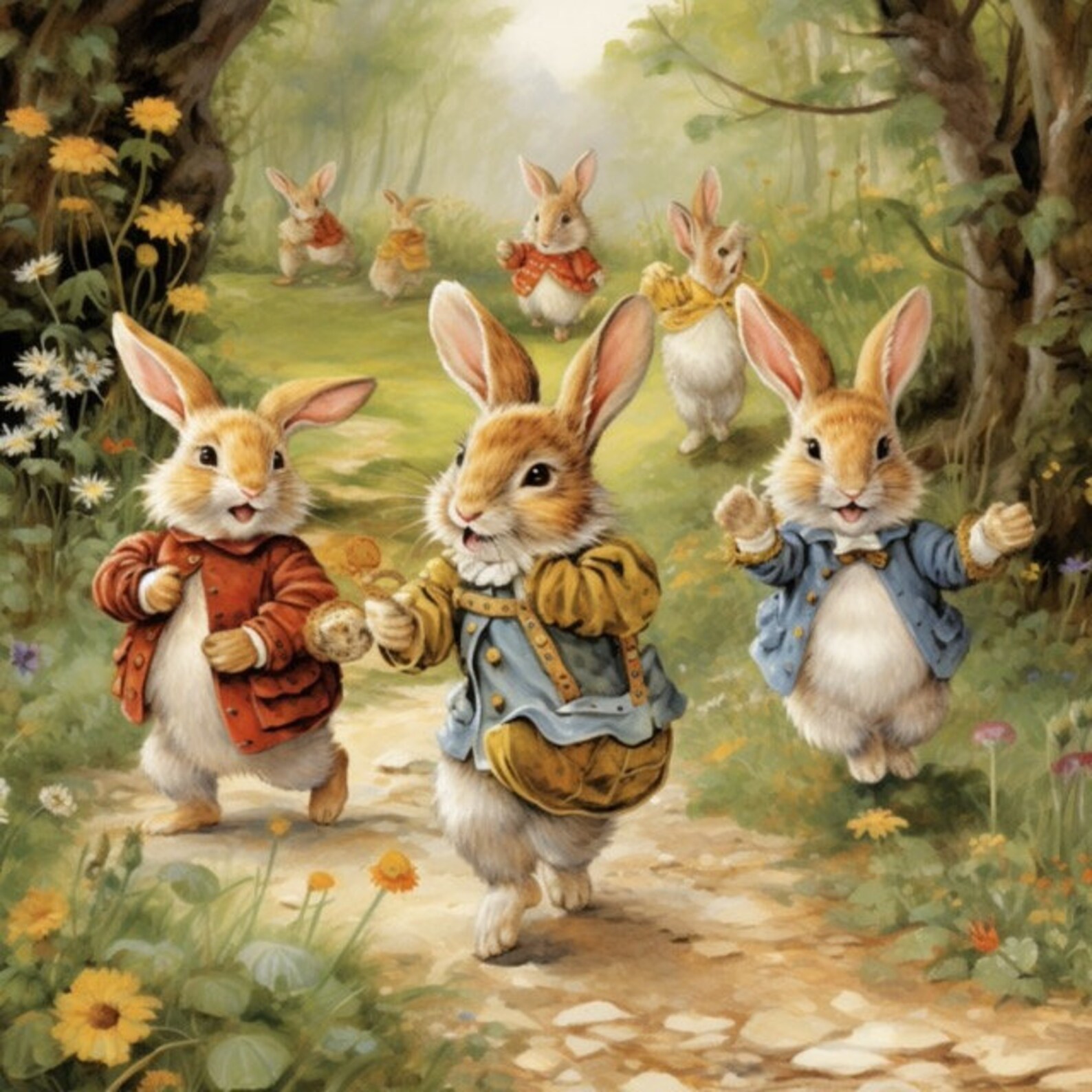 Bunny Rabbit Dance Time Watercolor Clip Art Sublimation - Etsy