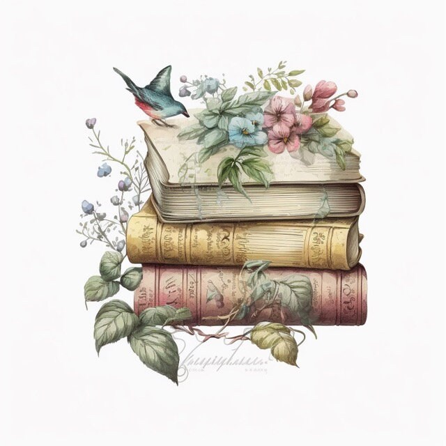 Antique Books Clipart Clip Art 8 PNG Format Instant Download for ...