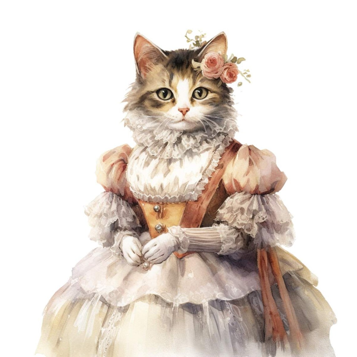 Royal Kitty Cat Kitten Couple Watercolor Clip Art 4 High Quality PNG ...