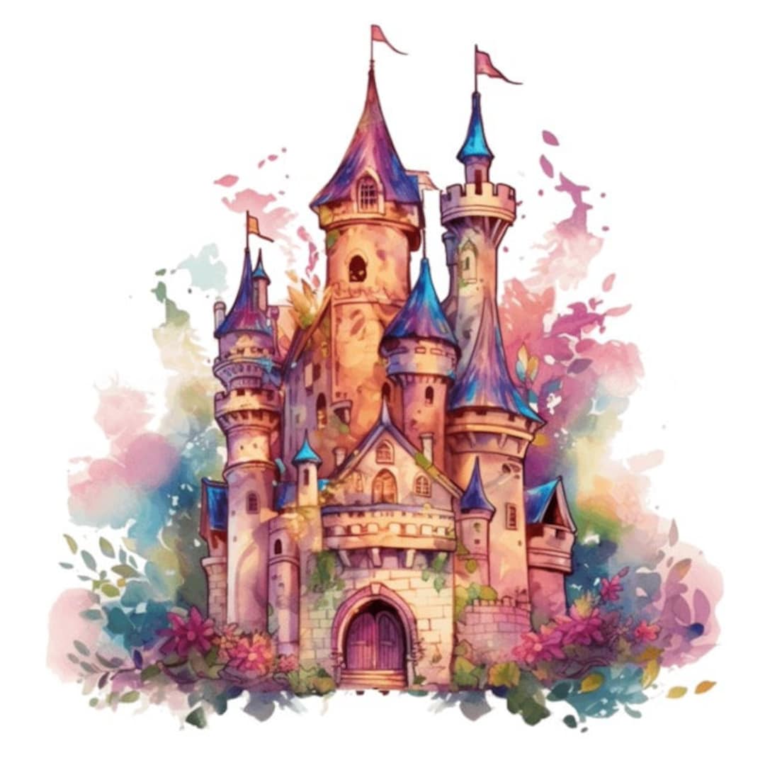 Princess Castle Watercolor Clip Art 4 High Quality PNG Format Instant ...