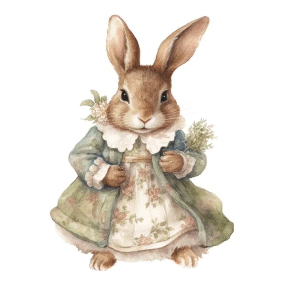 Vintage Bunny Rabbit Watercolor Clip Art Sublimation Graphics - Etsy