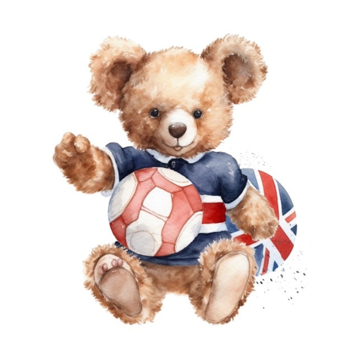 Teddy Bear Playing Rugby Watercolor Clipart Clip Art 8 PNG - Etsy