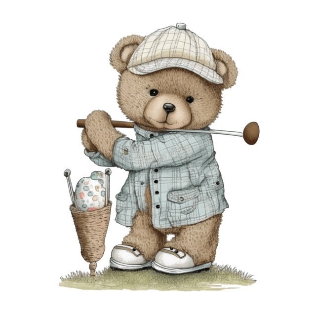 Teddy Bearplaying Golf Father's Day Clipart Clip Art 4 PNG Format ...