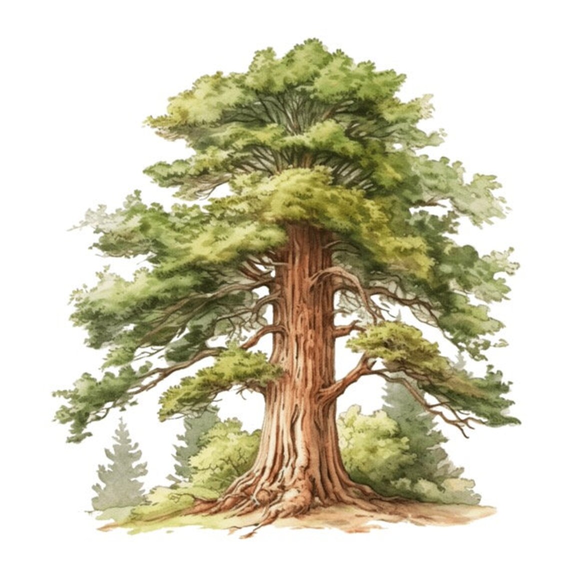 Western Red Cedar Tree Watercolor Clip Art 4 Transparent PNG - Etsy