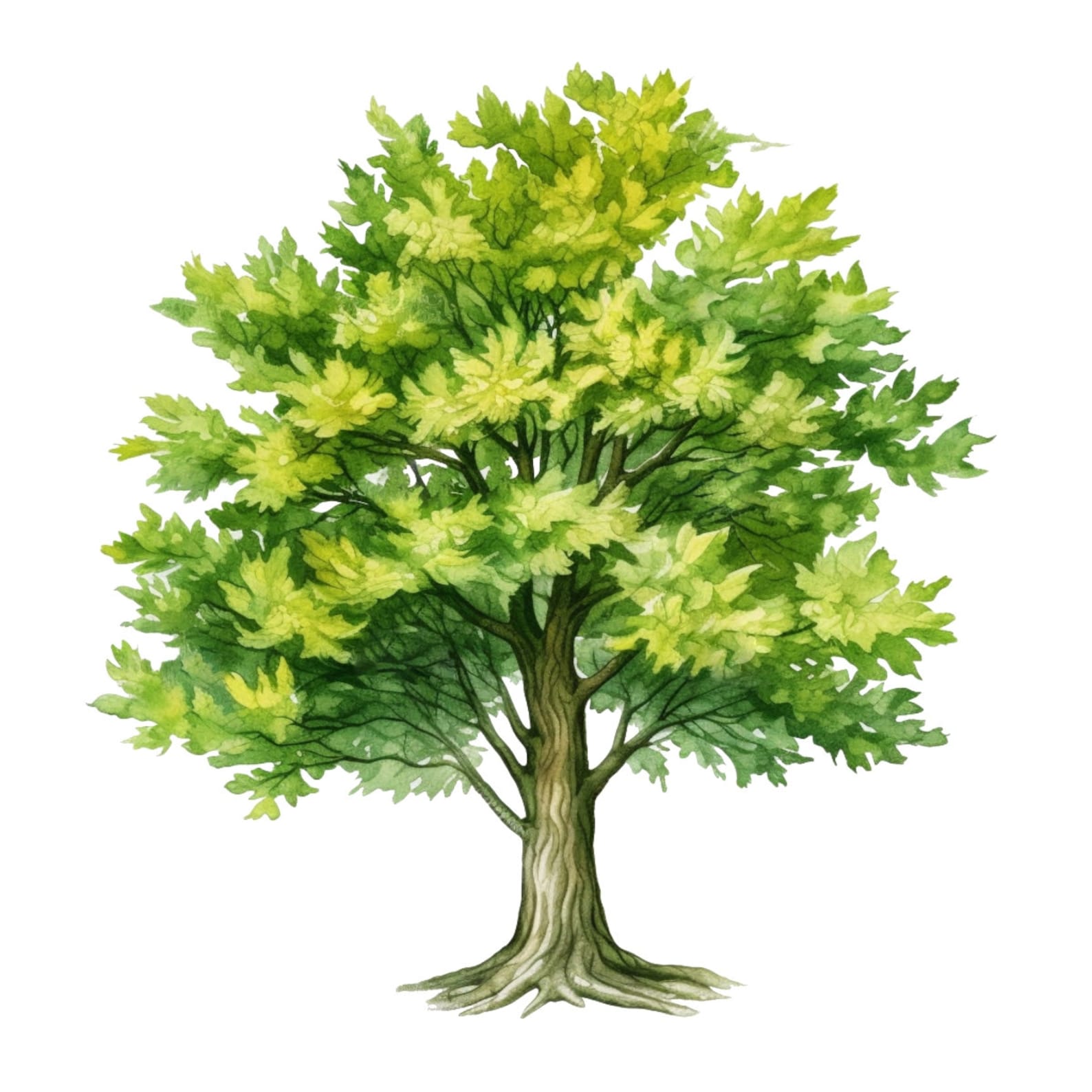 Green Maple Tree Watercolor Clip Art 4 High Quality PNG Format Instant ...