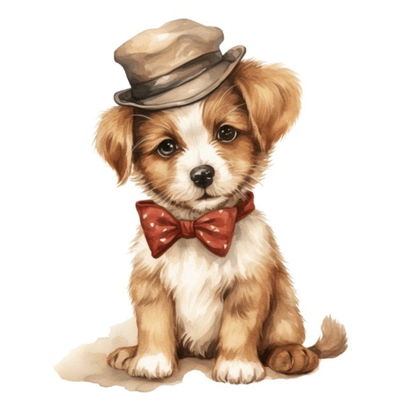 Vintage Puppy Dog Sublimation Graphics Watercolor Clip Art 4 PNG ...