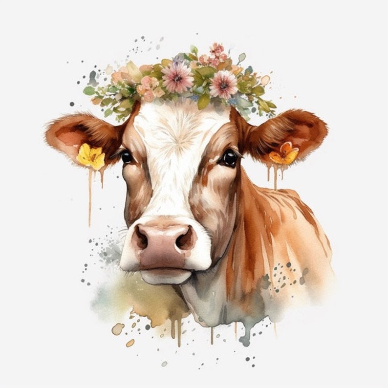 Happy Cow Clipart Clip Art 8 PNG Format Instant Download for - Etsy