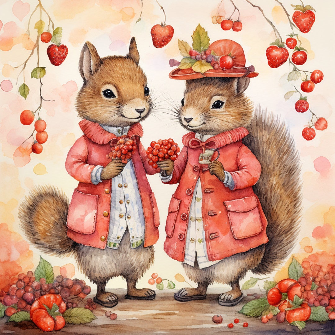 Valentines Day Squirrel Clip Art Sublimation Graphics 4 JPG Files Mix ...