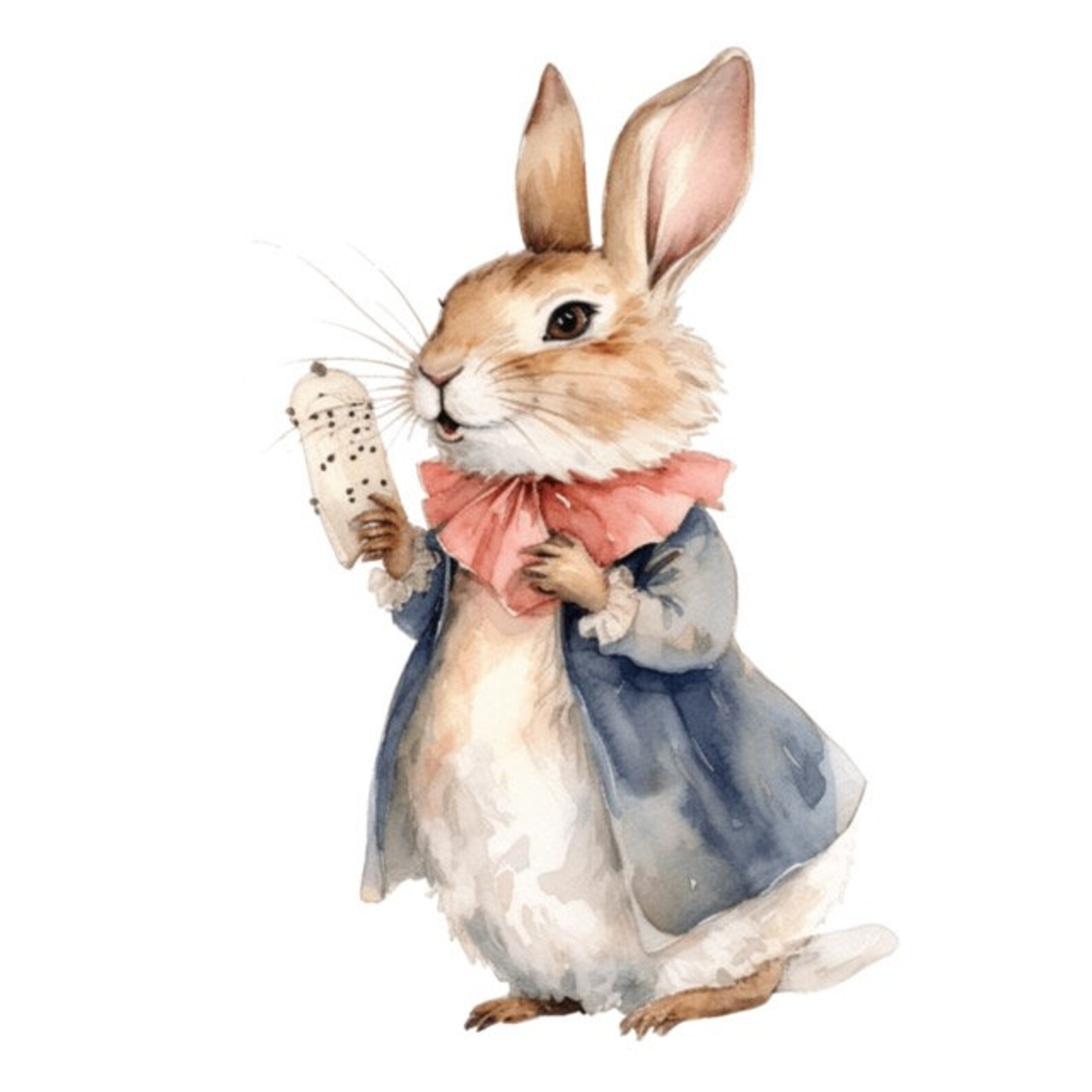 Cute Opera Singing Bunny Rabbit With Flowers Watercolor Clip Art 4 PNG ...