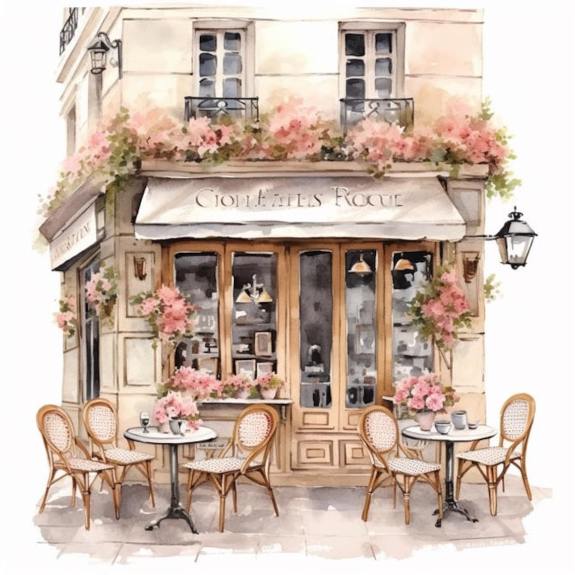 Paris Street Cafe Watercolor Clip Art 4 High Quality PNG Format Instant ...