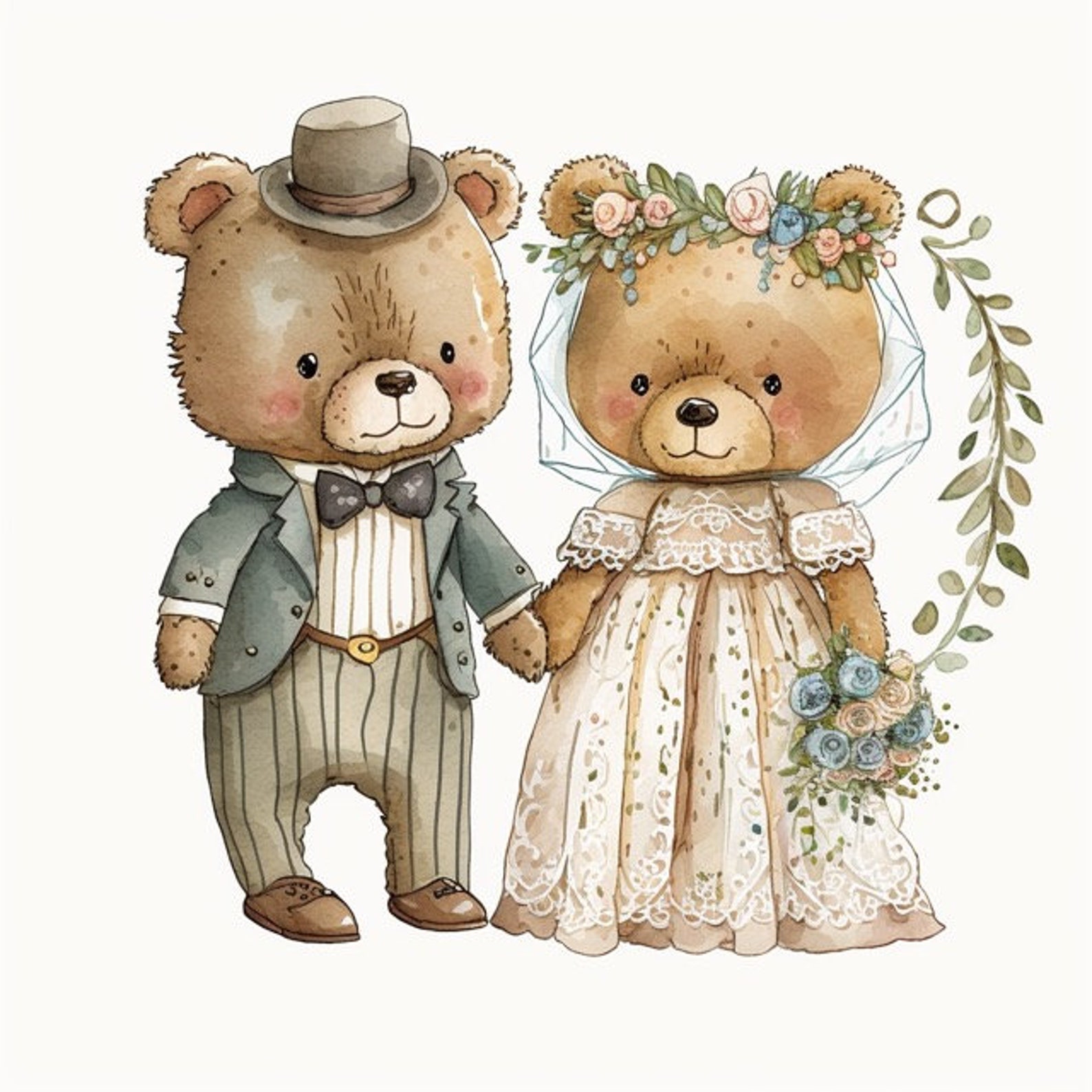 Teddy Bear Groom and Bride Wedding Clipart 8 High Quality JPG ...