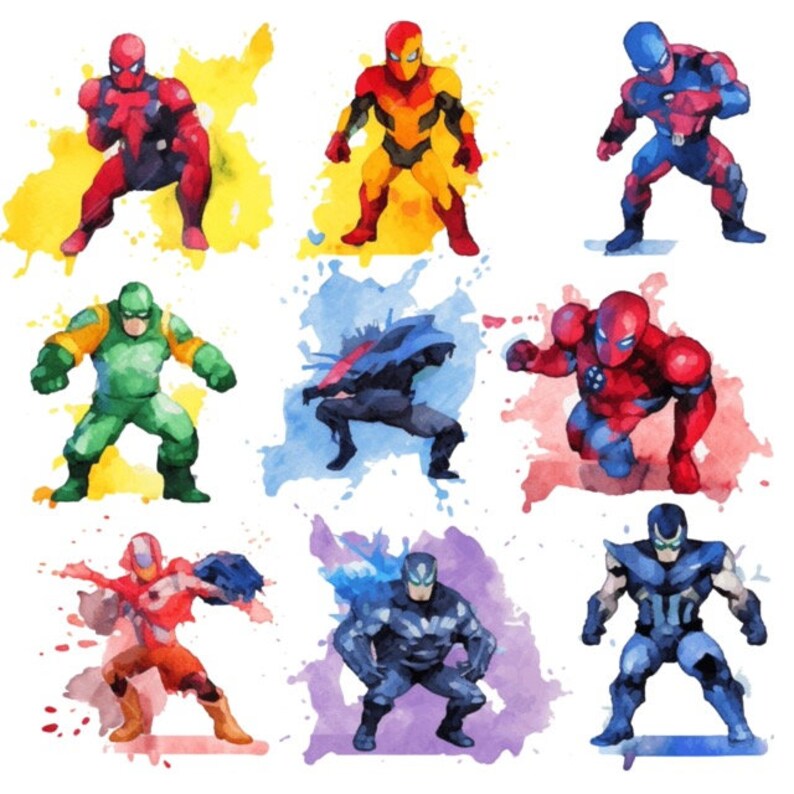Super Hero Watercolor Clipart Clip Art 4 High Quality PNG Transparent ...