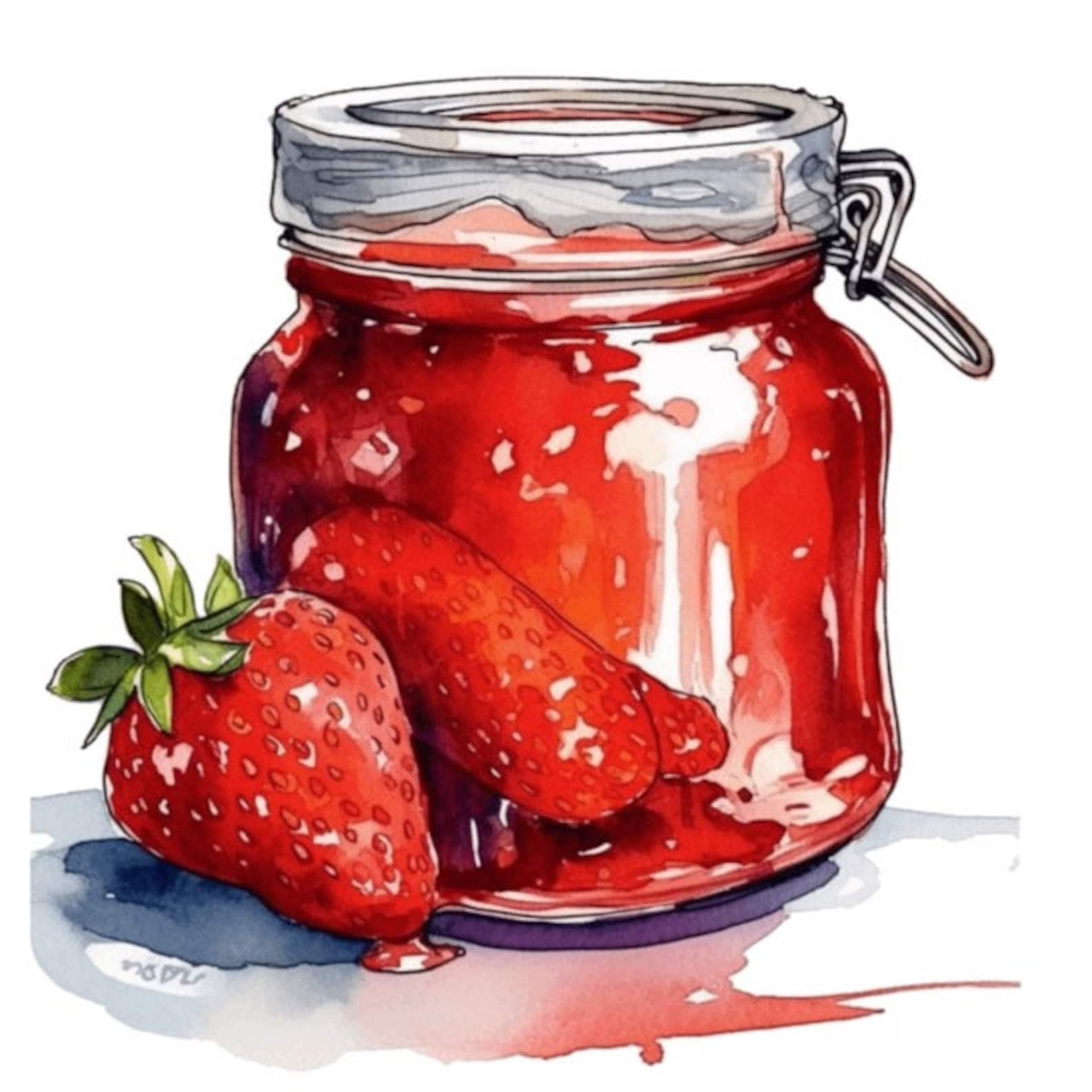 Strawberry Preserves Jam Watercolor Clipart 4 High Quality PNG - Etsy