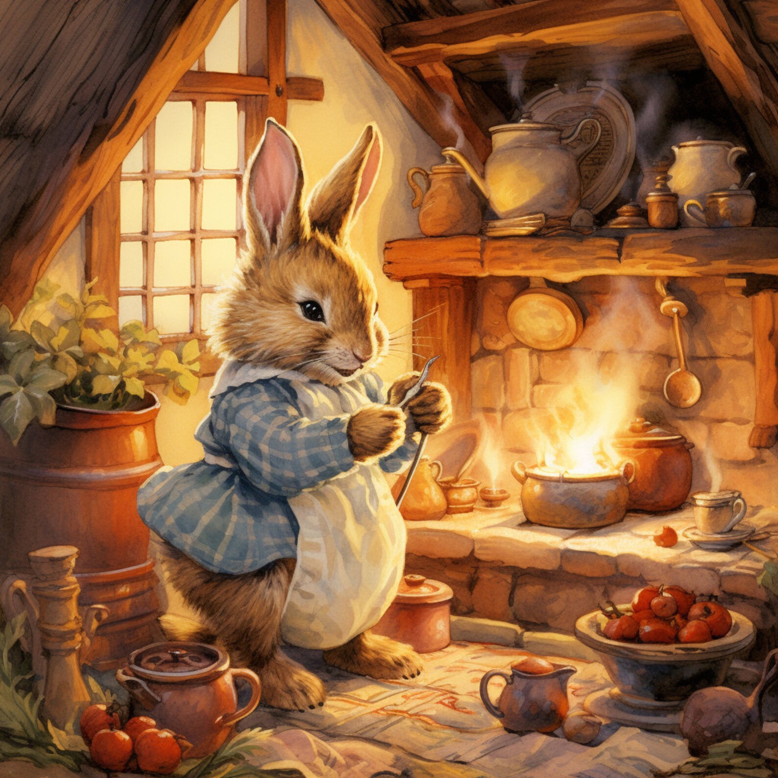 Bunny Rabbits Tree House Clip Art 4 High Quality JPG Card Making Paper ...