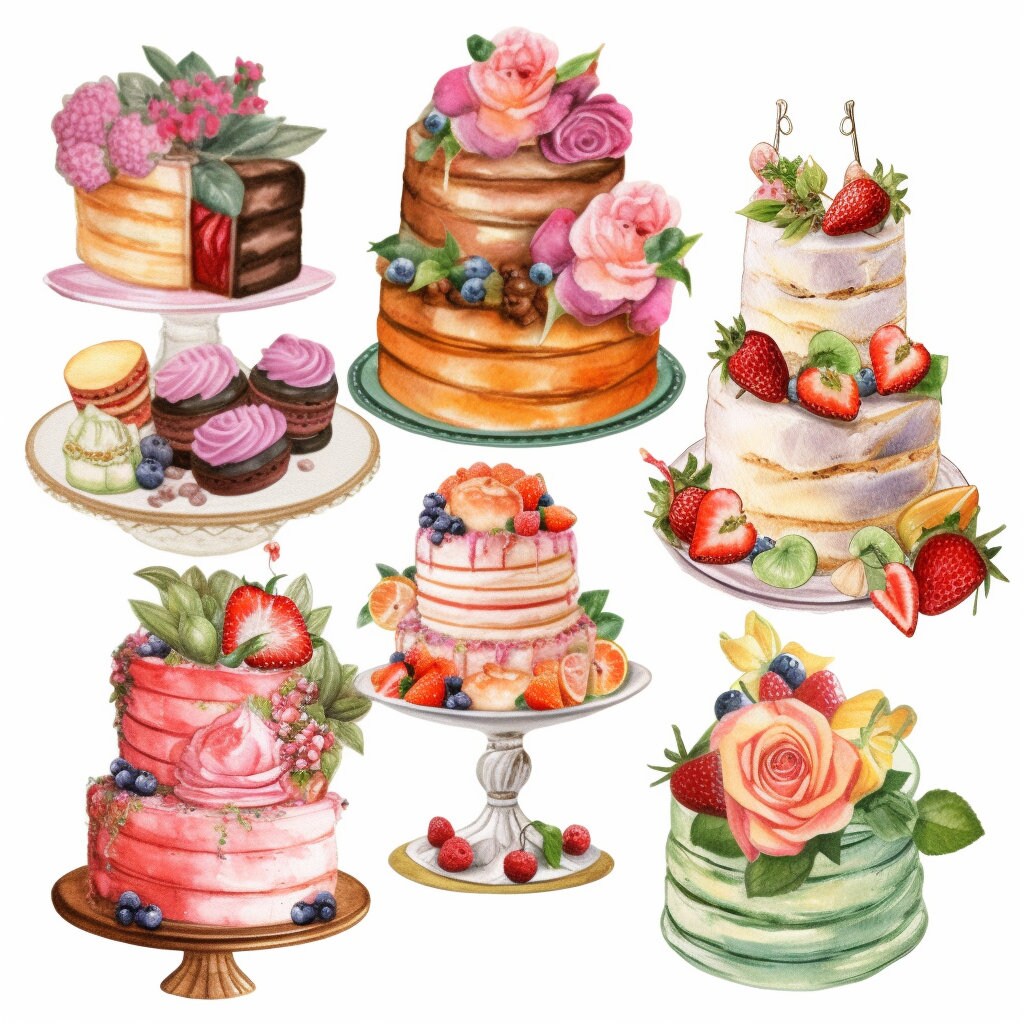 Birthday Cake Clipart 8 High Quality JPG Digital Download - Etsy
