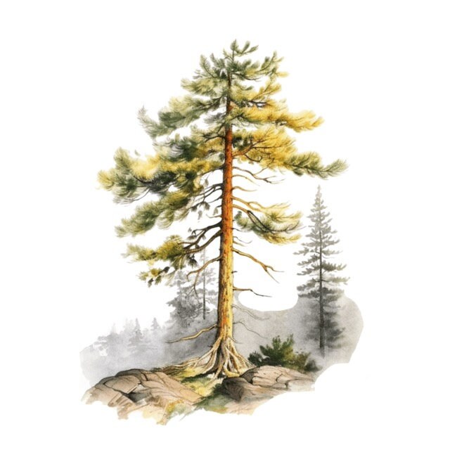 Pine Tree Watercolor Clip Art 4 High Quality PNG Format - Etsy