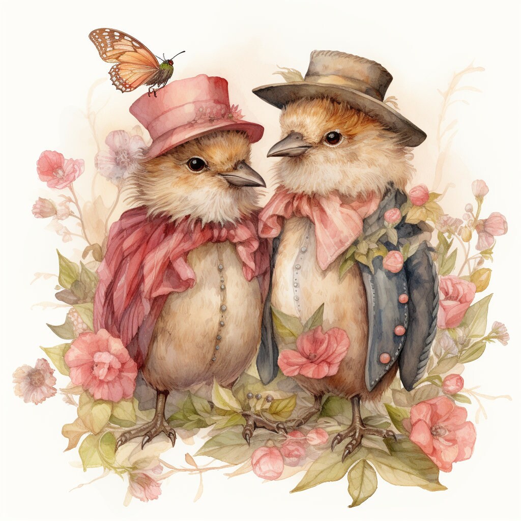 Valentines Day Birds Clip Art Sublimation Graphics 4 JPG Files Mix ...