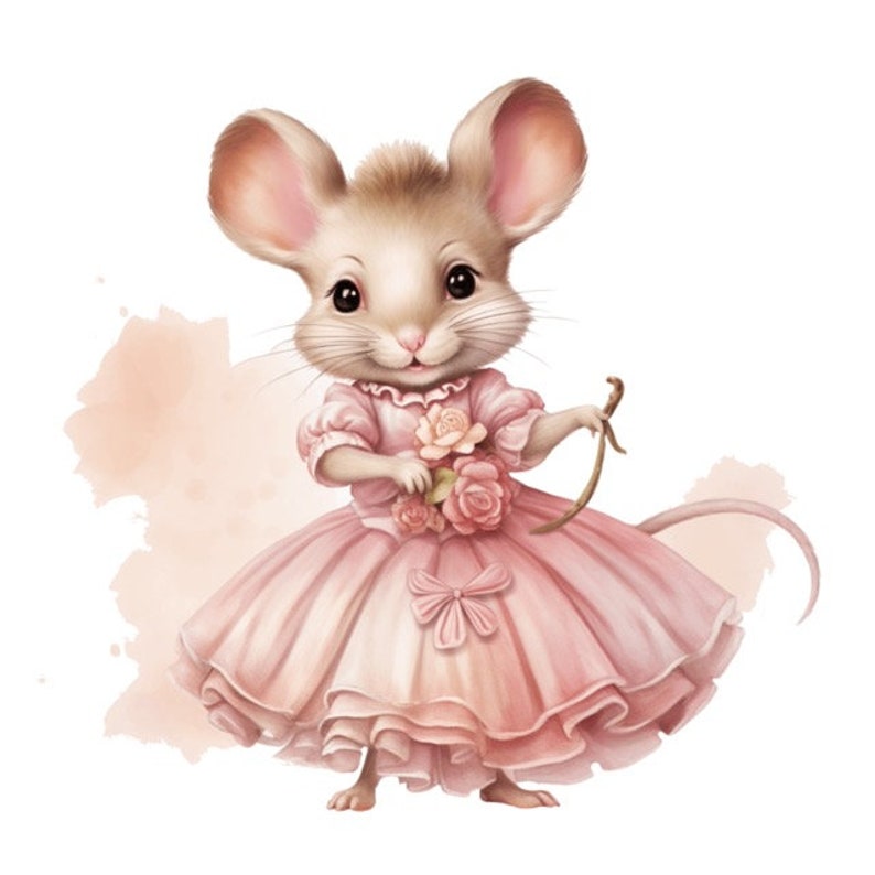 Vintage Mouse Watercolor Clip Art 4 PNG Mix Media Card Making - Etsy