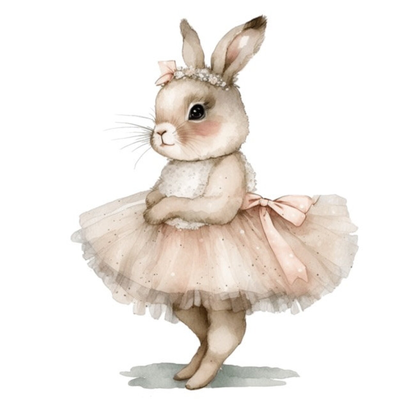 Ballerina Bunny Rabbit Watercolor Clip Art Sublimation Graphics 4 PNG ...