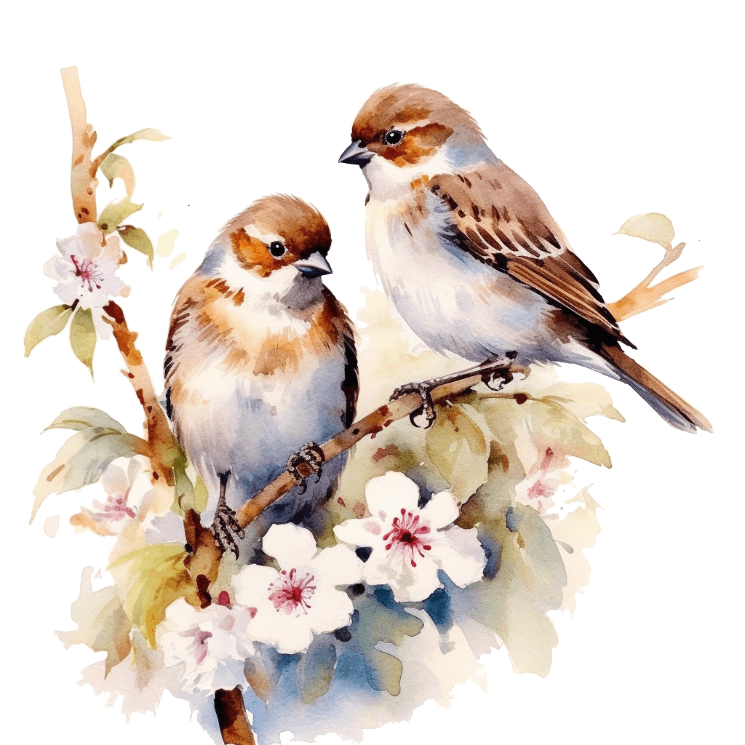 Sparrow Bird Watercolor Clip Art 4 High Quality PNG - Etsy