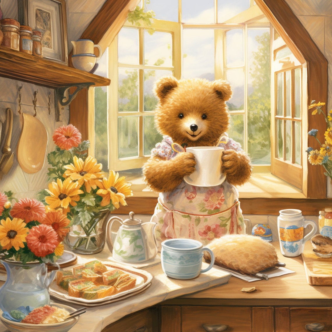 Teddy Bear Baking Clip Art 4 High Quality JPG Card Making Paper Crafts ...