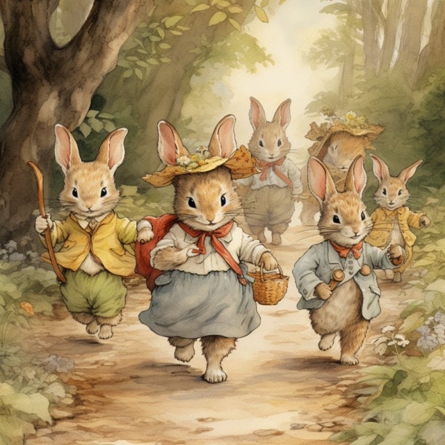 Bunny Rabbit Play Time Watercolor Clip Art Sublimation - Etsy