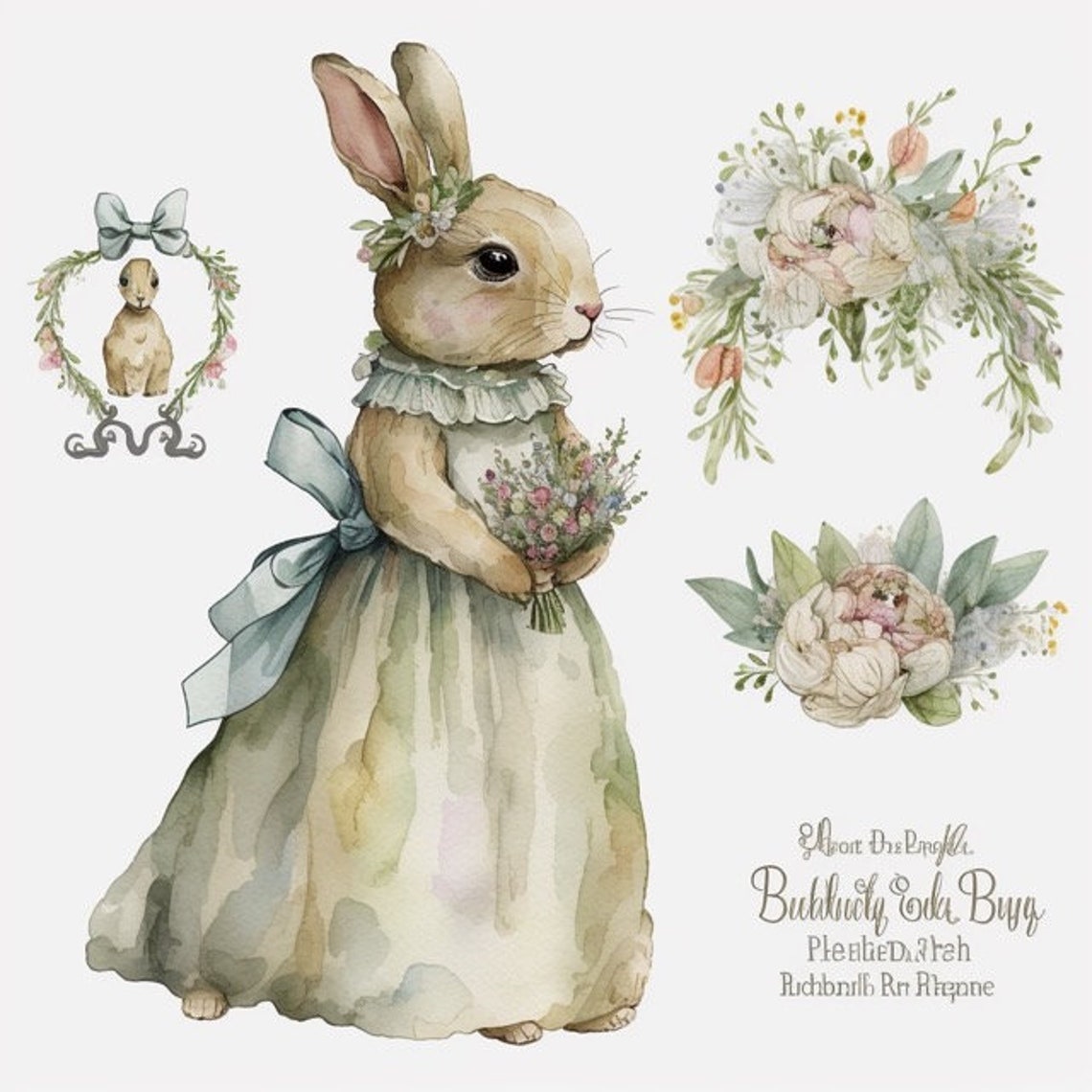 Bunny Rabbit Bride Wedding Clipart 8 High Quality JPG Digital - Etsy
